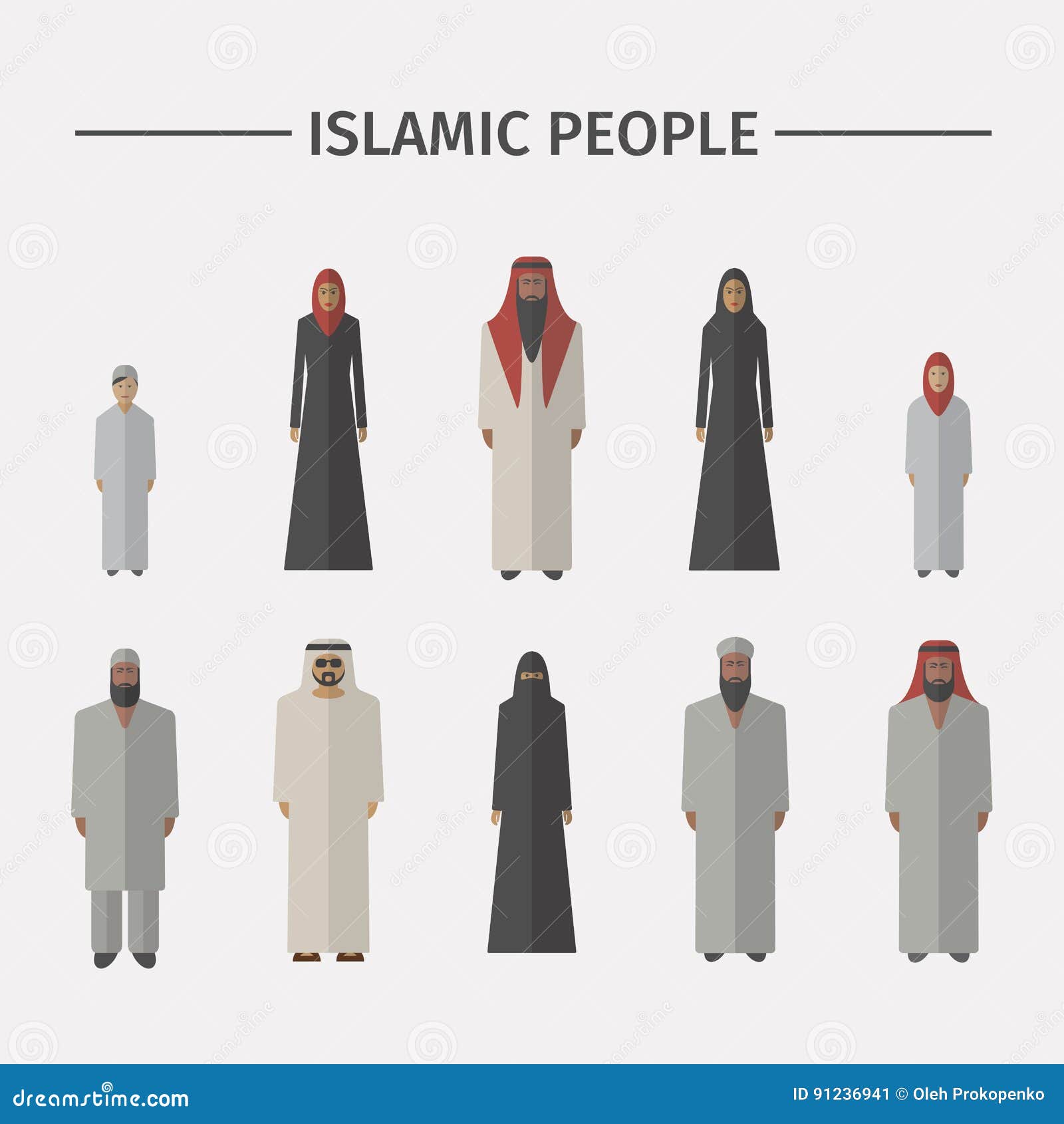Islamic People, Religion Islam, Flat Vector Stock Illustration With ...