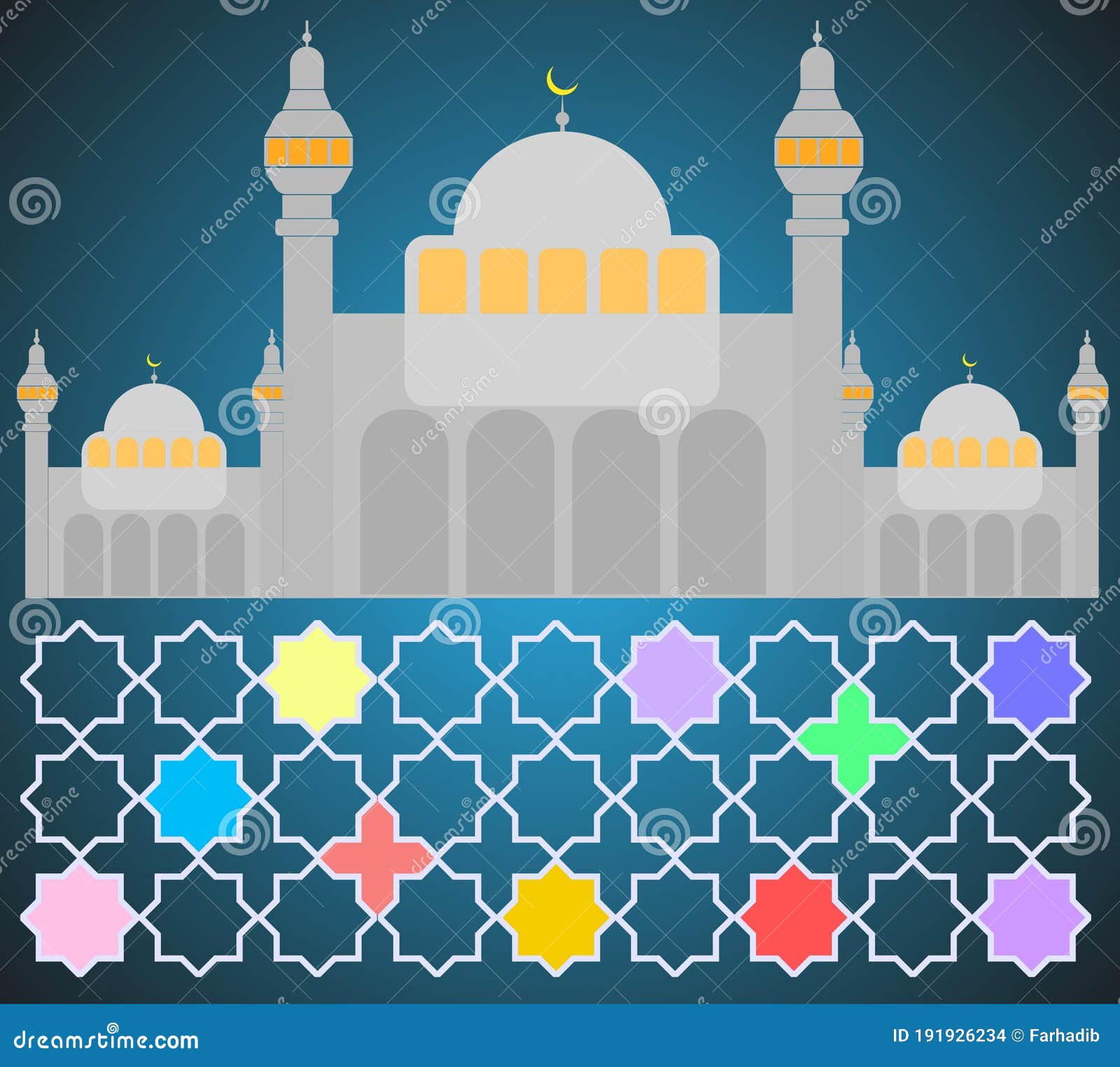 Colorful Mosque Illustration Designs On Pop Art Wpap Design Royalty ...
