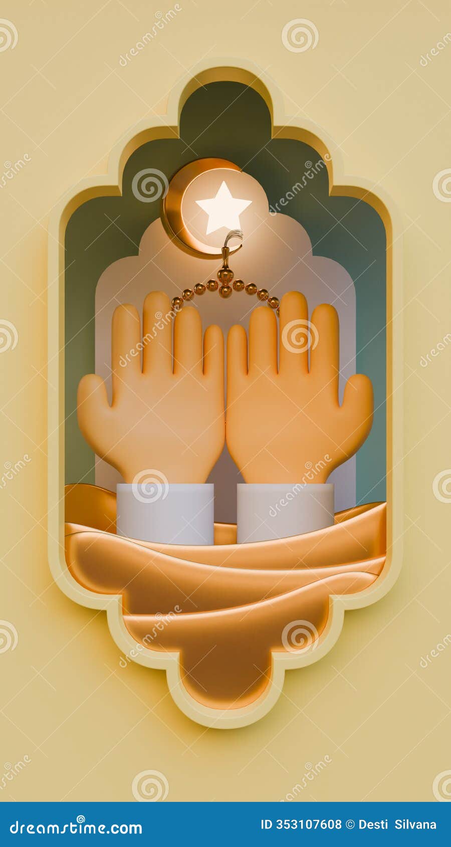 Islamic Pray Hand Gesture 3D Illustration Background Stock Illustration ...