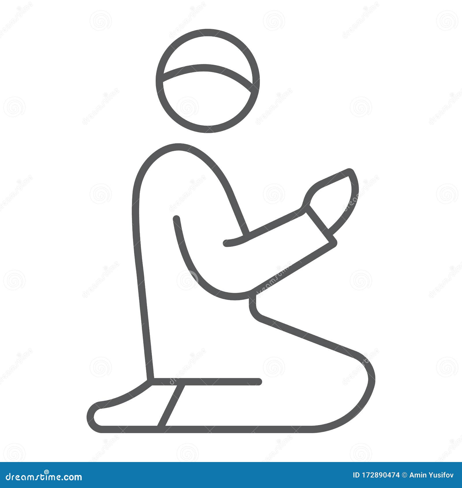 Islamic Prayer Thin Line Icon Ramadan And Islam Muslim Man Praying