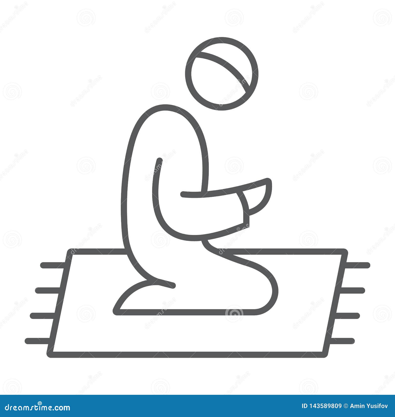 Islamic Prayer Thin Line Icon, Religion and Pray, Muslim Prayer Sign ...