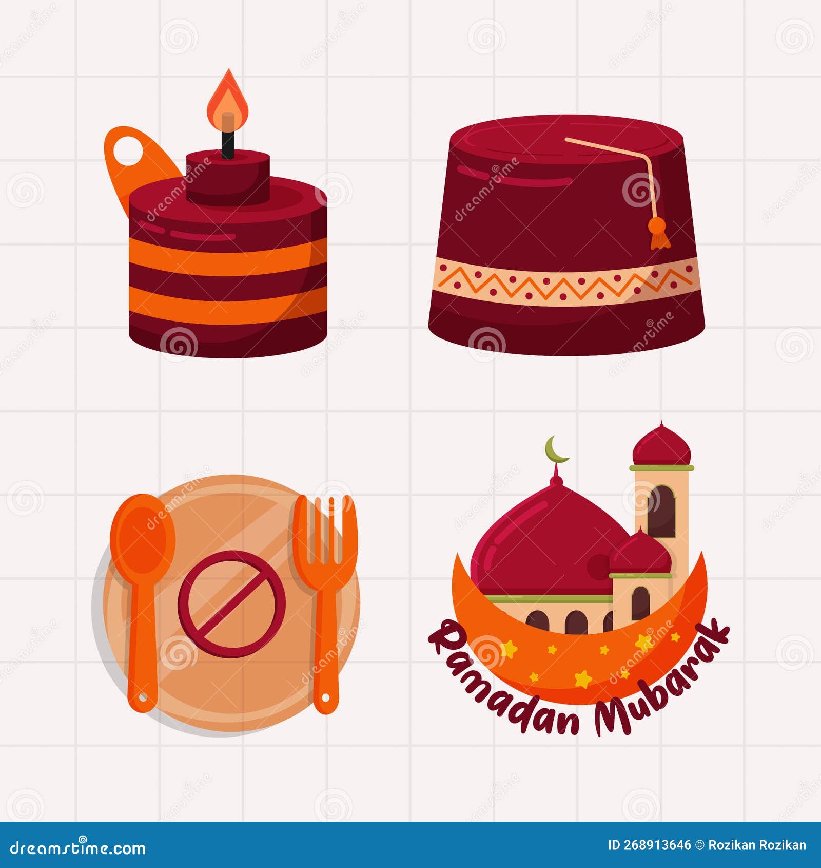 Islamic Ramadan Element Collections in Flat Illustration Stock Vector ...