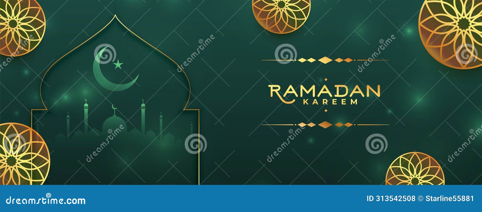 Islamic Ramadan Kareem Decorative Banner Blessing Greeting Stock Vector ...