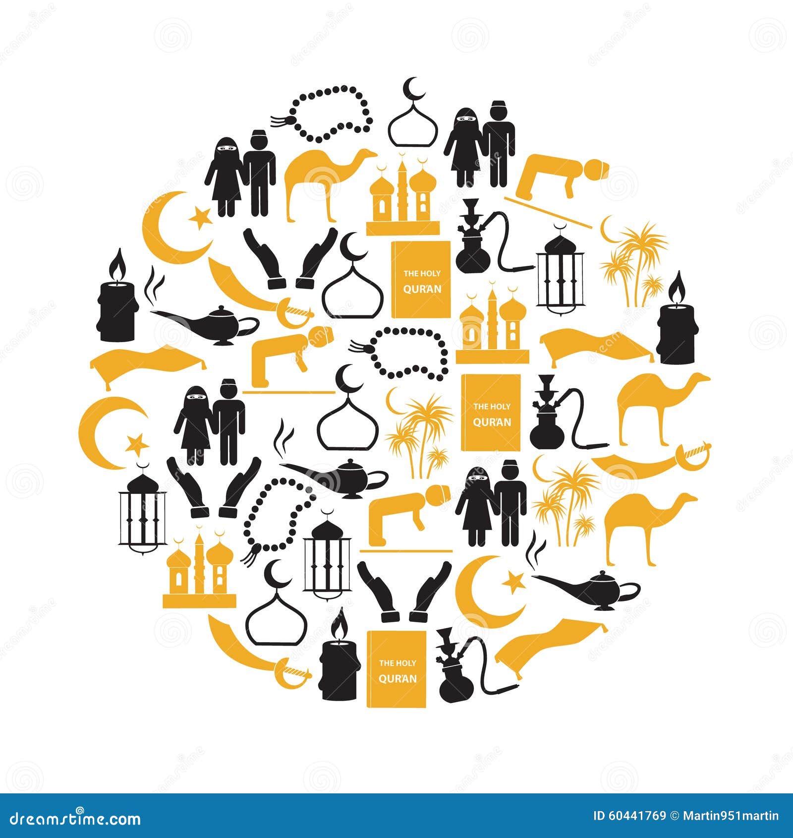 Islamic Religion Simple Icons Set in Circle Eps10 Stock Vector ...