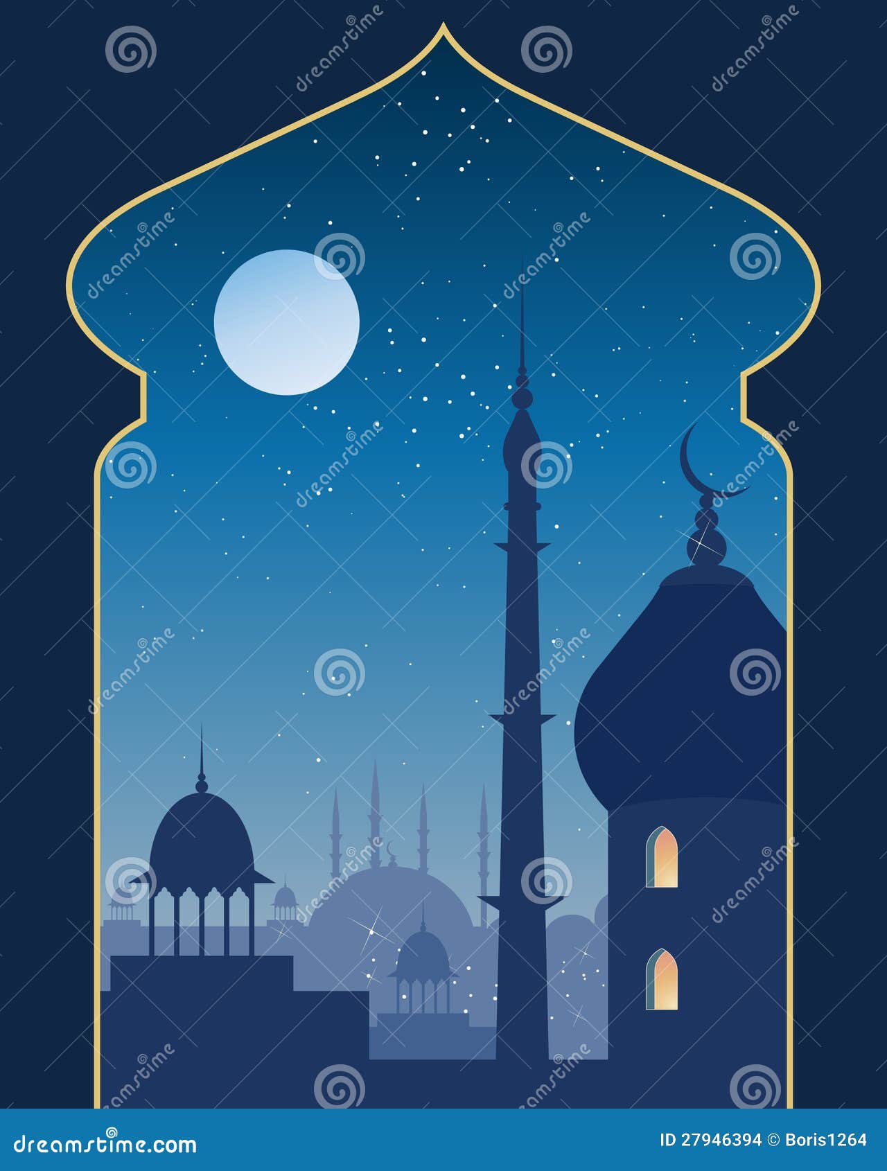Islamic scene stock vector. Illustration of architecture - 27946394