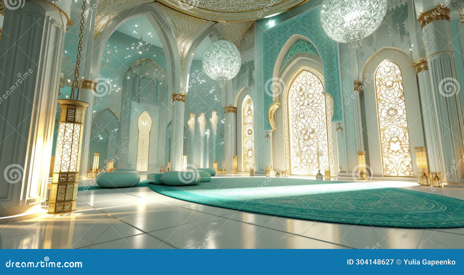 An Islamic Scene with Decorative Lighting, Chandeliers and Decorative ...