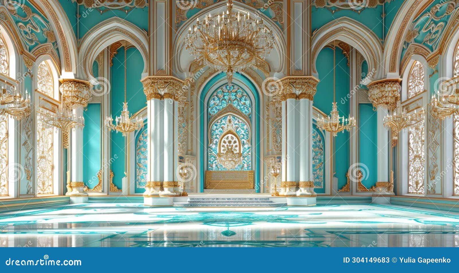 An Islamic Scene with Decorative Lighting, Chandeliers and Decorative ...