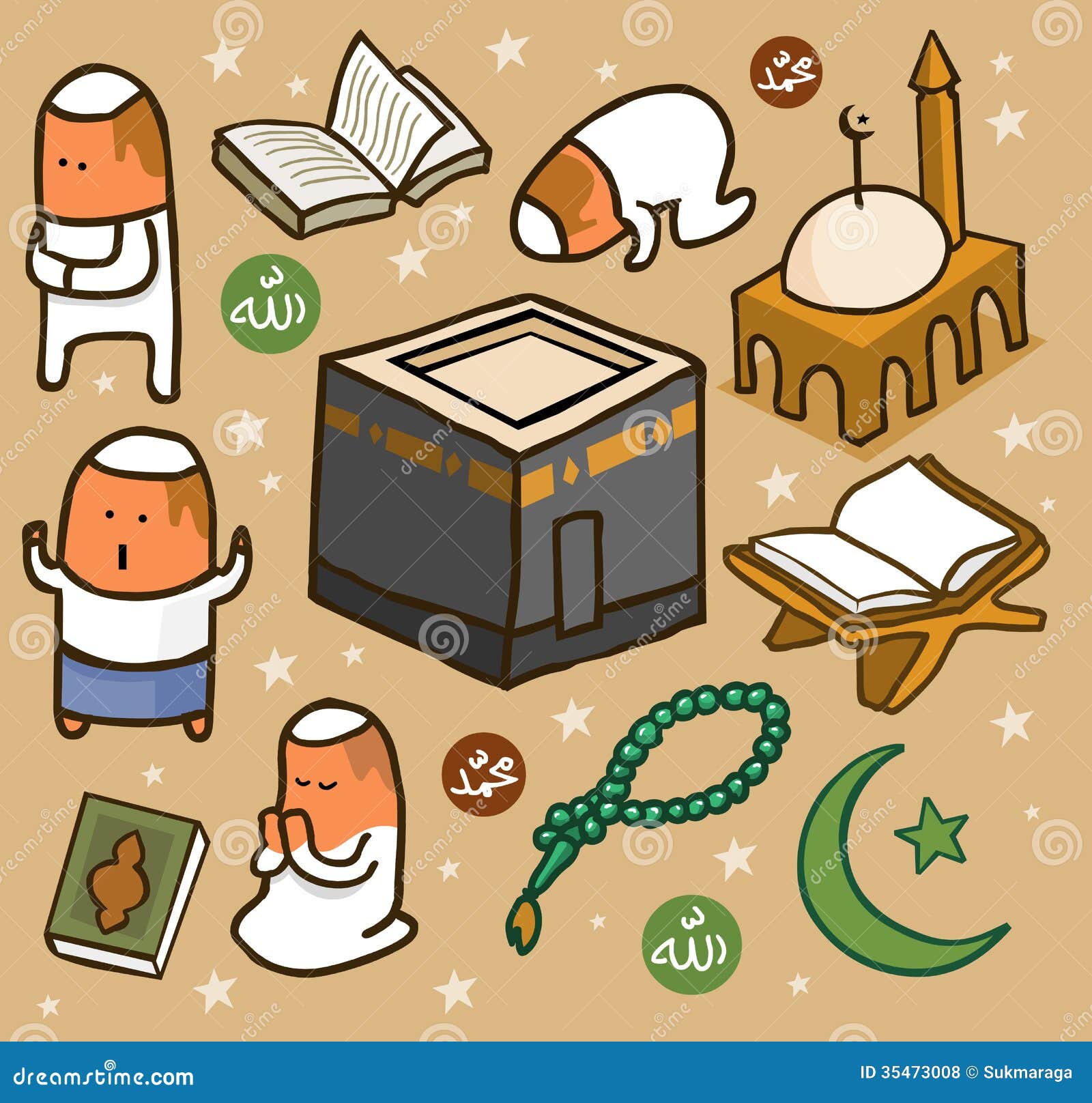 Islamic set flat stock vector. Illustration of islamic - 35473008