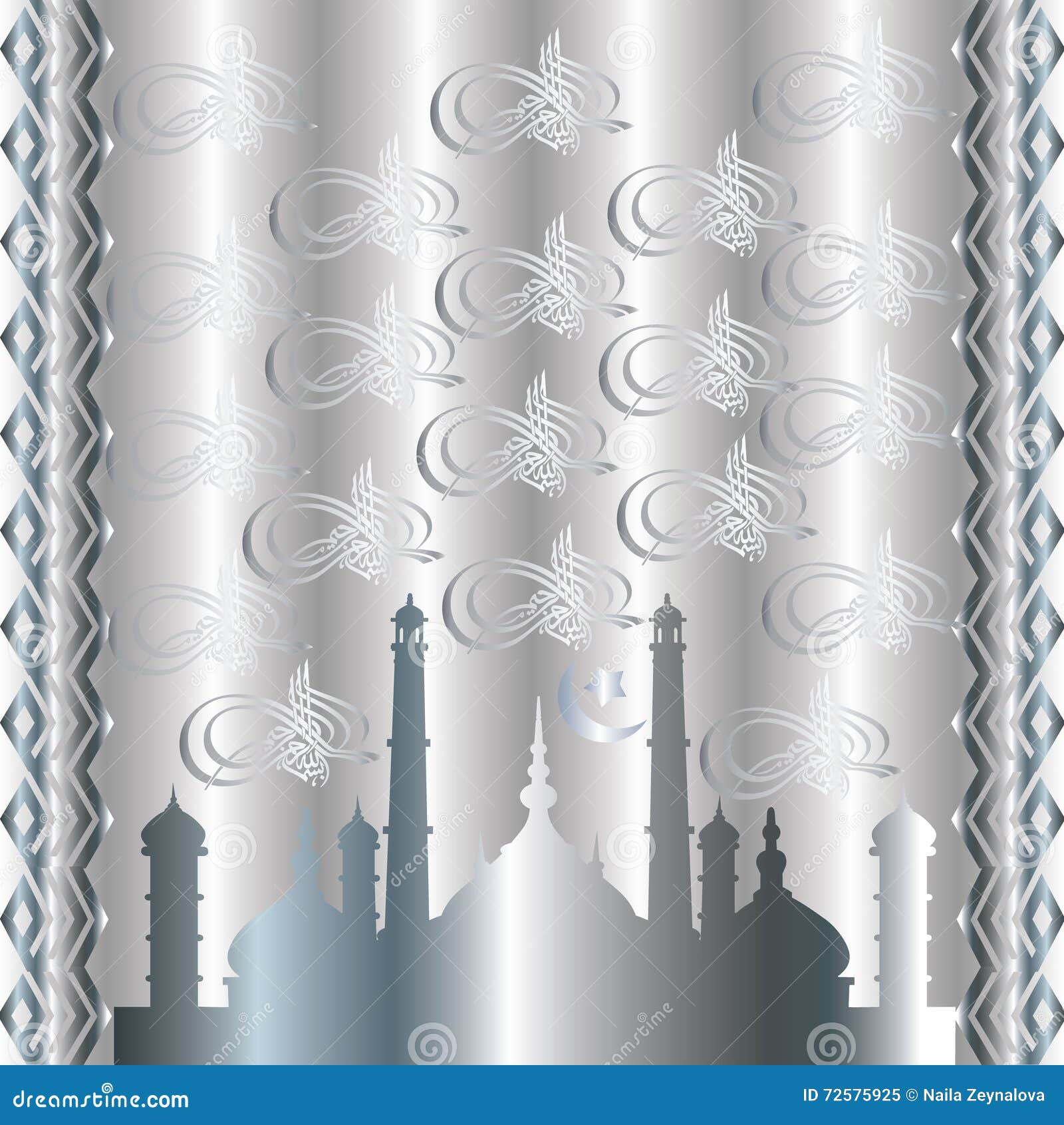 Islamic silver background stock vector. Illustration of culture - 72575925