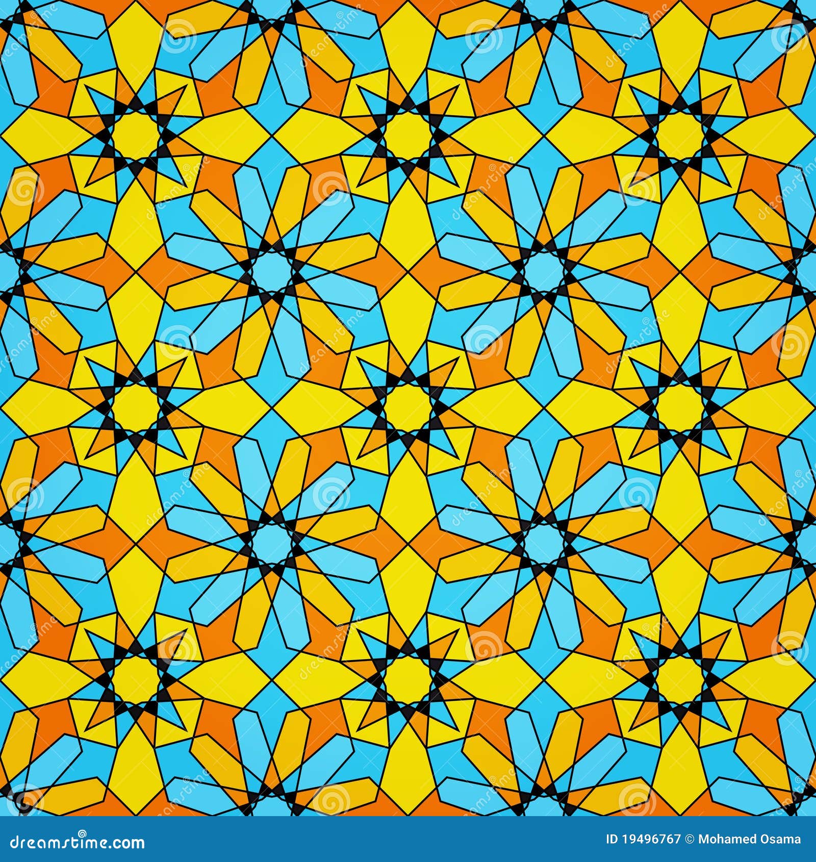 Islamic Stained Glass Seamless Pattern Stock Vector - Illustration of ...