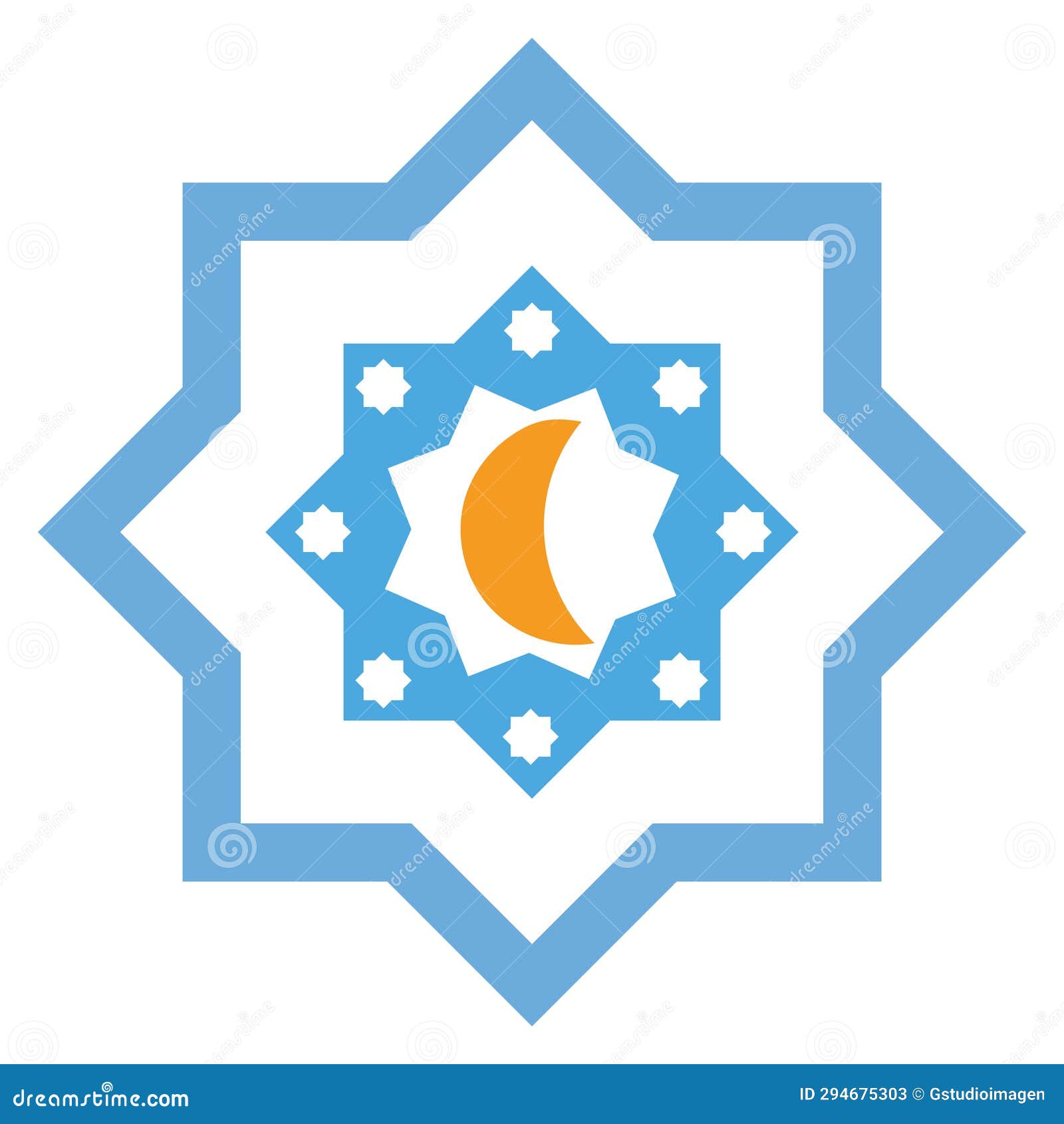 Islamic Star Blue with Moon Stock Vector - Illustration of ramadan ...