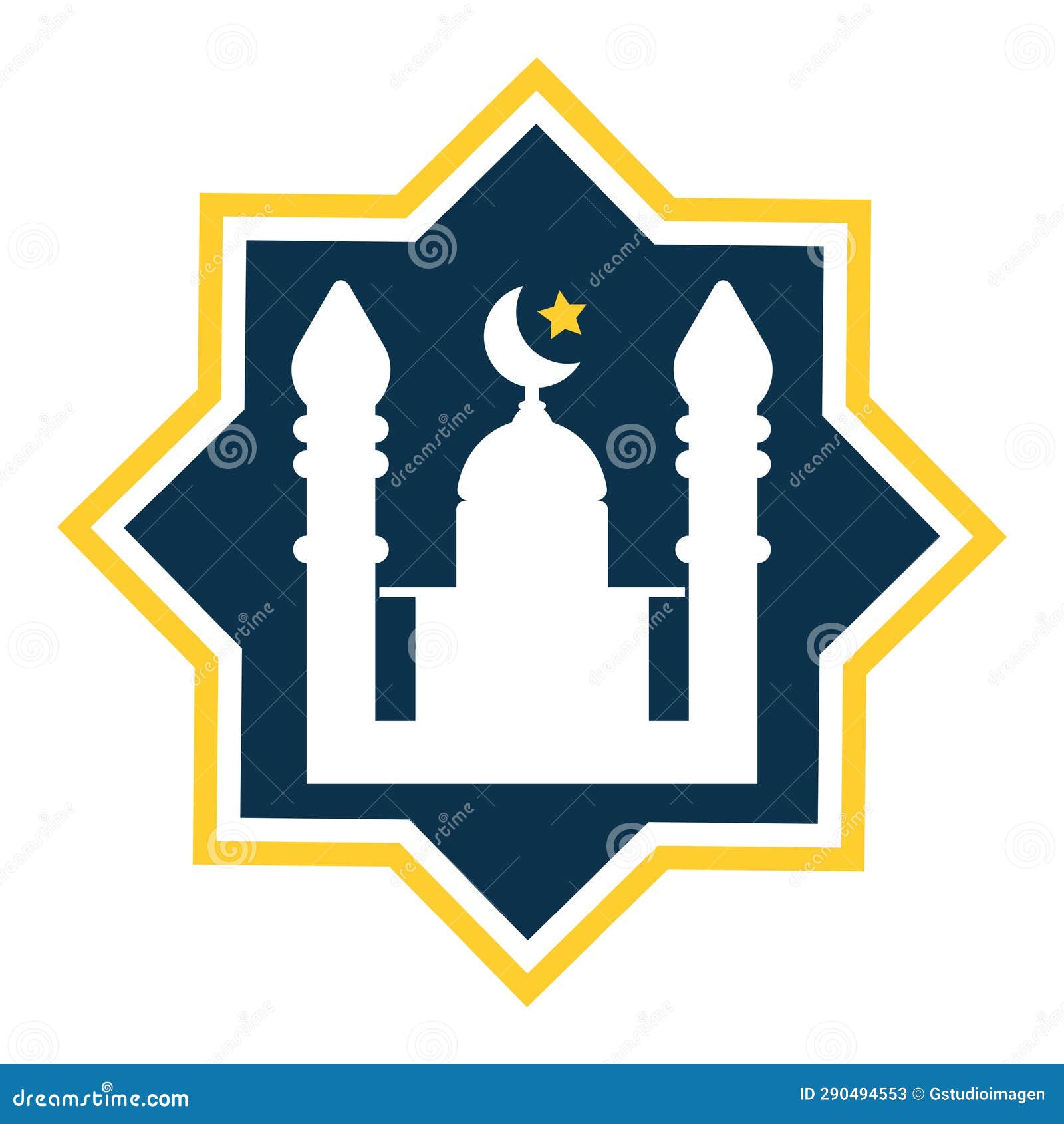Islamic star mosque design stock vector. Illustration of mosque - 290494553
