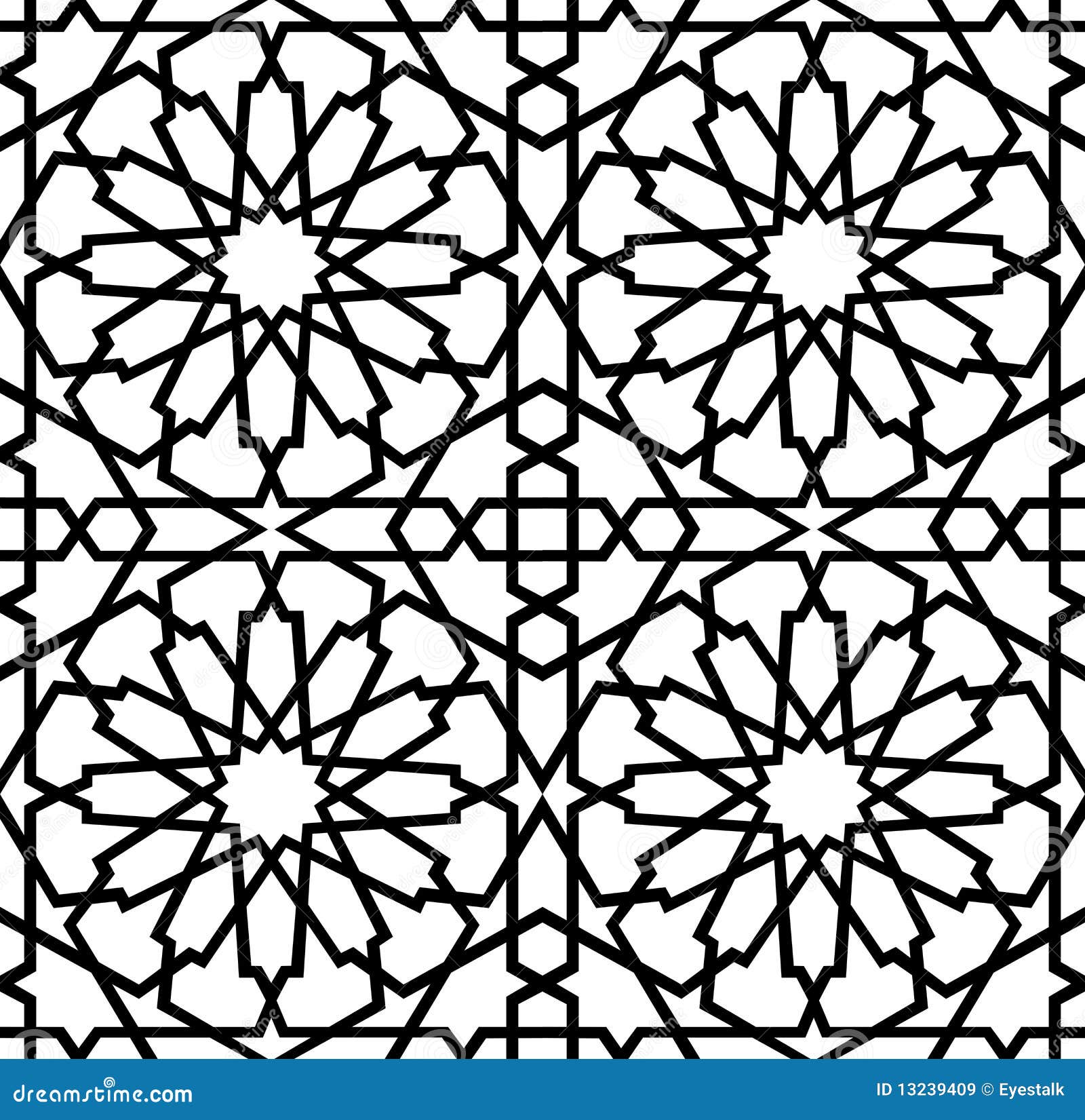 Islamic Star Seamless Pattern B&W Stock Vector - Illustration of motif ...