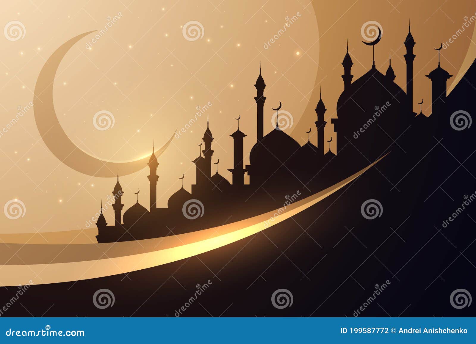 Islamic Style Black and Gold Background Stock Vector - Illustration of ...