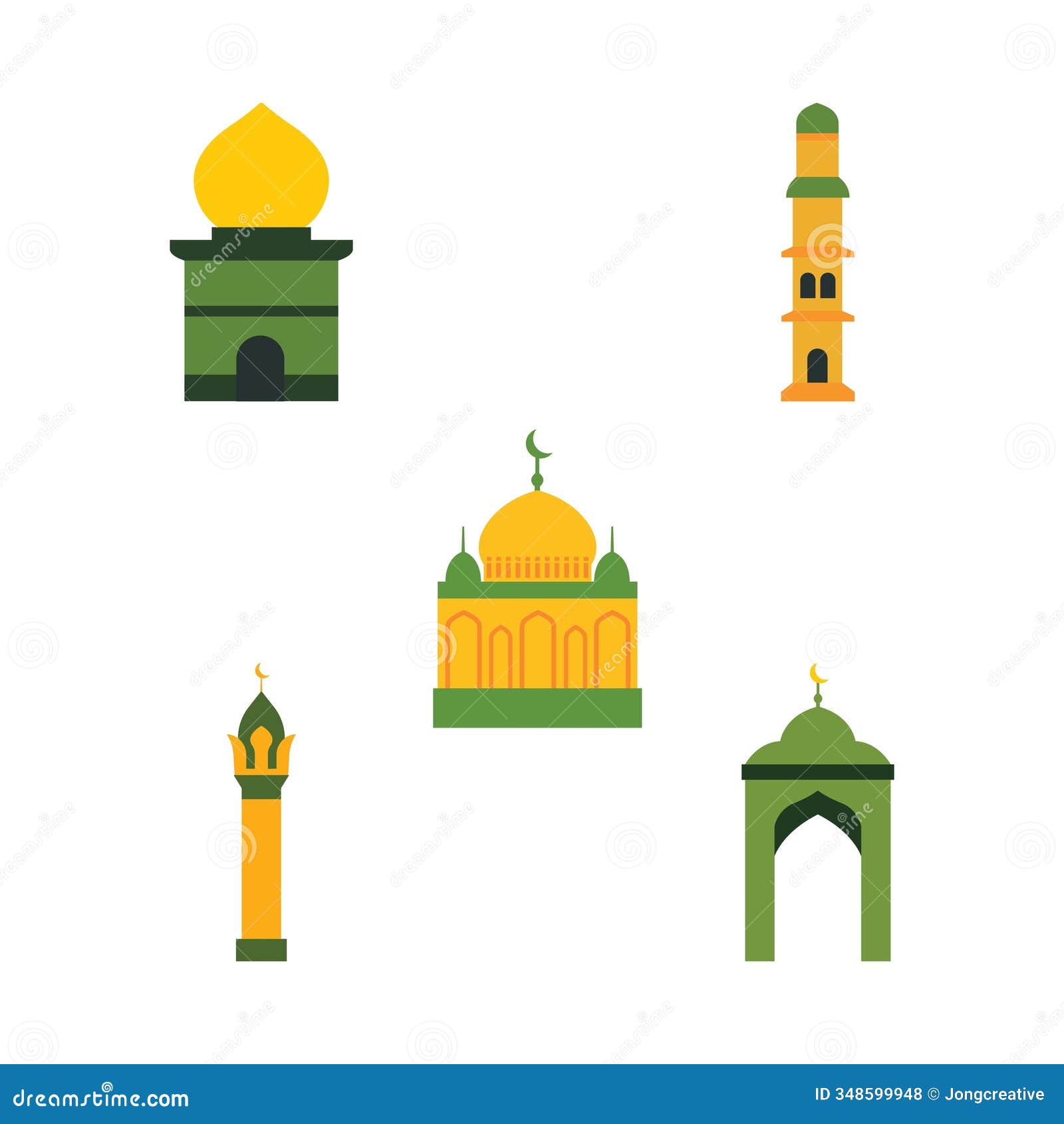 Islamic Symbol Elements of Dome Mosque Building with Minaret in Ramadan ...