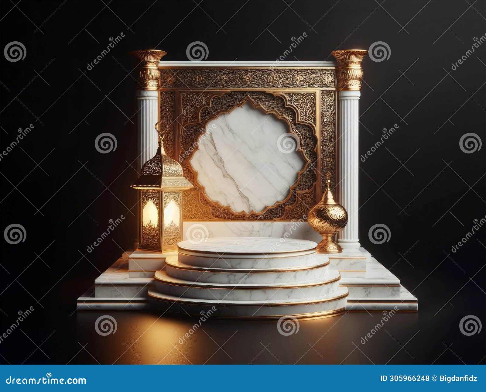 Islamic Man In White Robe With Karan At Night Vector Illustration ...