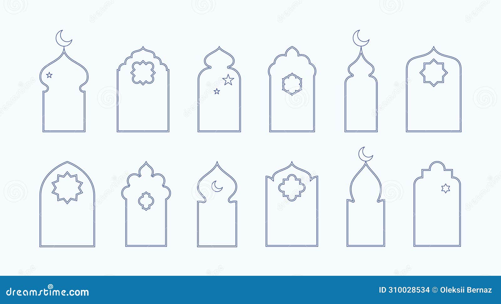 Islamic Window Frame Shapes with Boho Star and Moon Elements ...