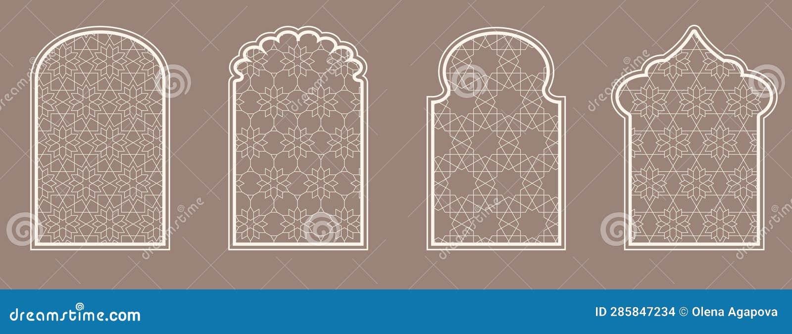 Islamic Window Shape with Mashrabiya Pattern. Arabic Door Frame Stock ...
