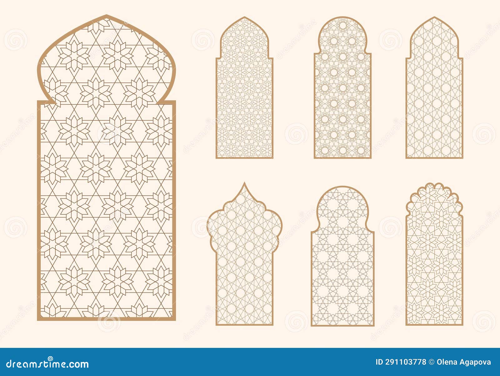 Islamic Window Shape With Mashrabiya Pattern. Arabic Door Frame ...