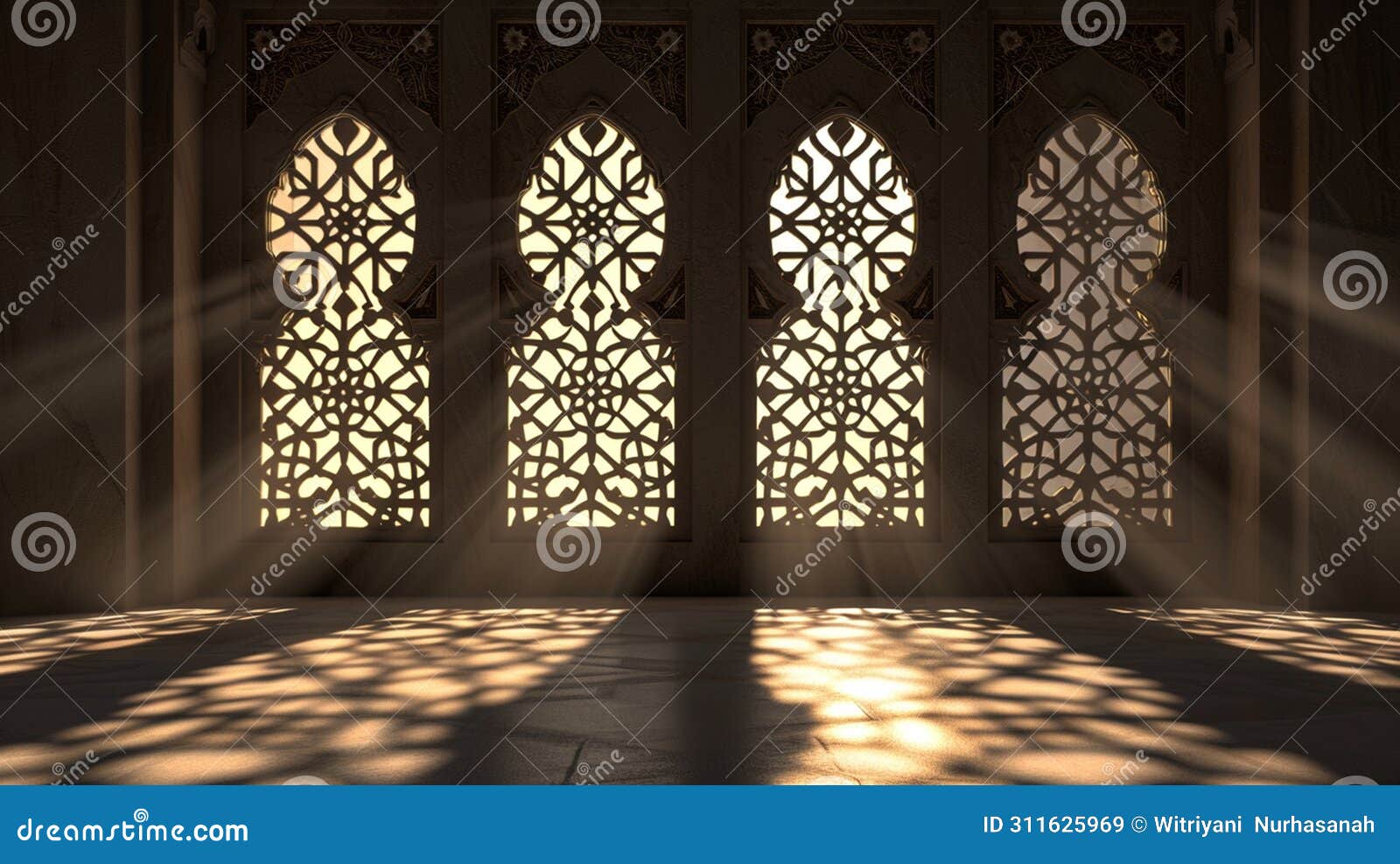 Islamic Windows Ornament Shadow Light, Ramadan . Generative Ai Stock ...