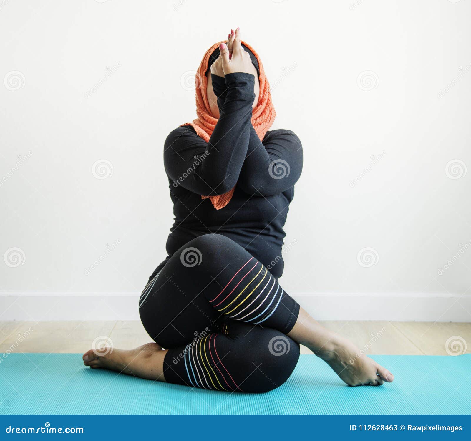 Islamic Woman Doing Yoga in the Room Stock Image - Image of malay ...