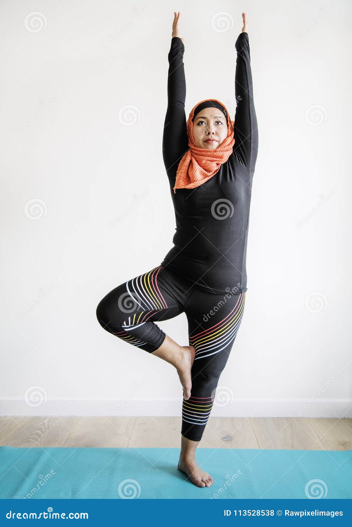 Islamic Woman Doing Yoga in the Room Stock Photo - Image of healthy ...