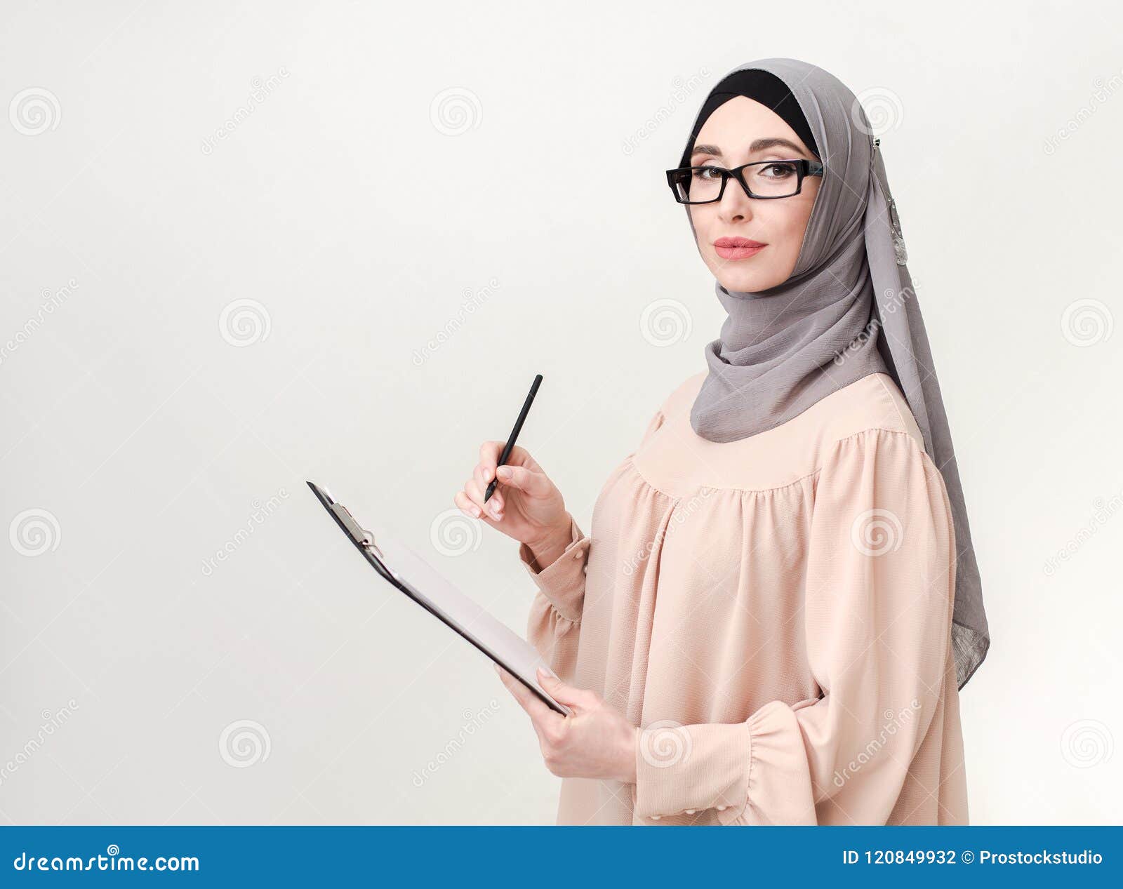 Arab woman doing survey stock photo. Image of islam - 120849932