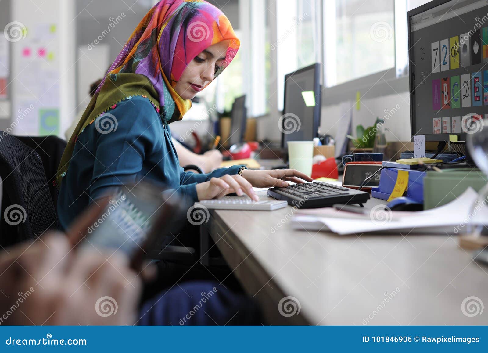 Islamic Woman Working Design Creative Stock Photo - Image of people ...