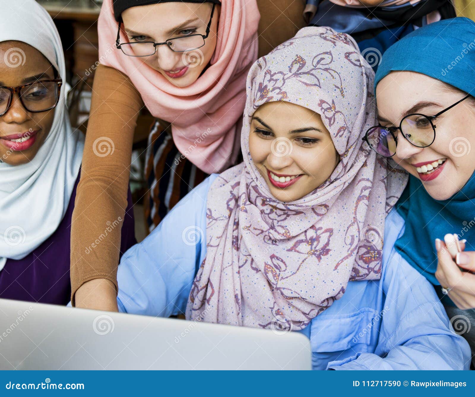 Islamic Women Friends Working Together Stock Photo - Image of happiness ...