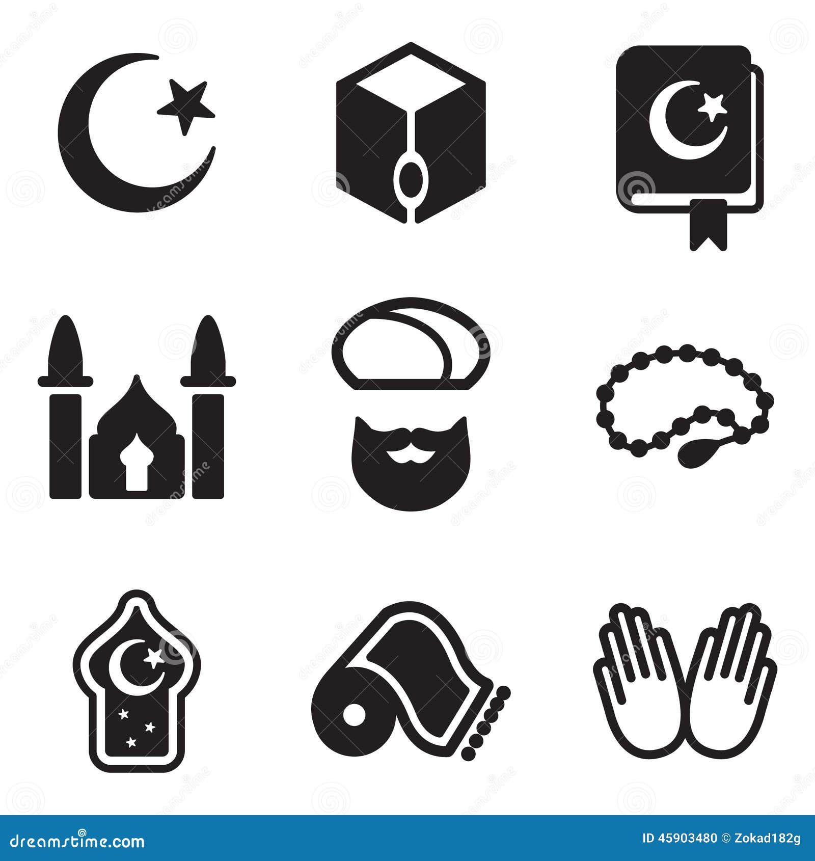 Islamiska symboler vektor illustrationer. Illustration av handflatan ...