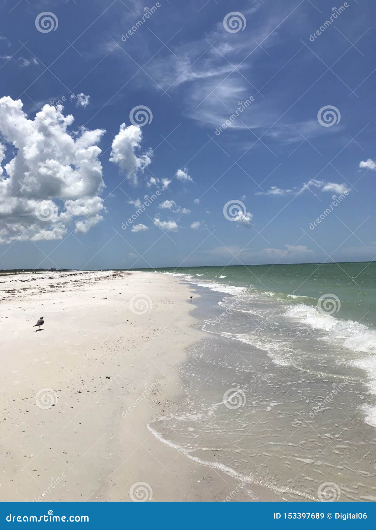 Island Beach with Blue Sky, Waves and White Sand Stock Image - Image of ...