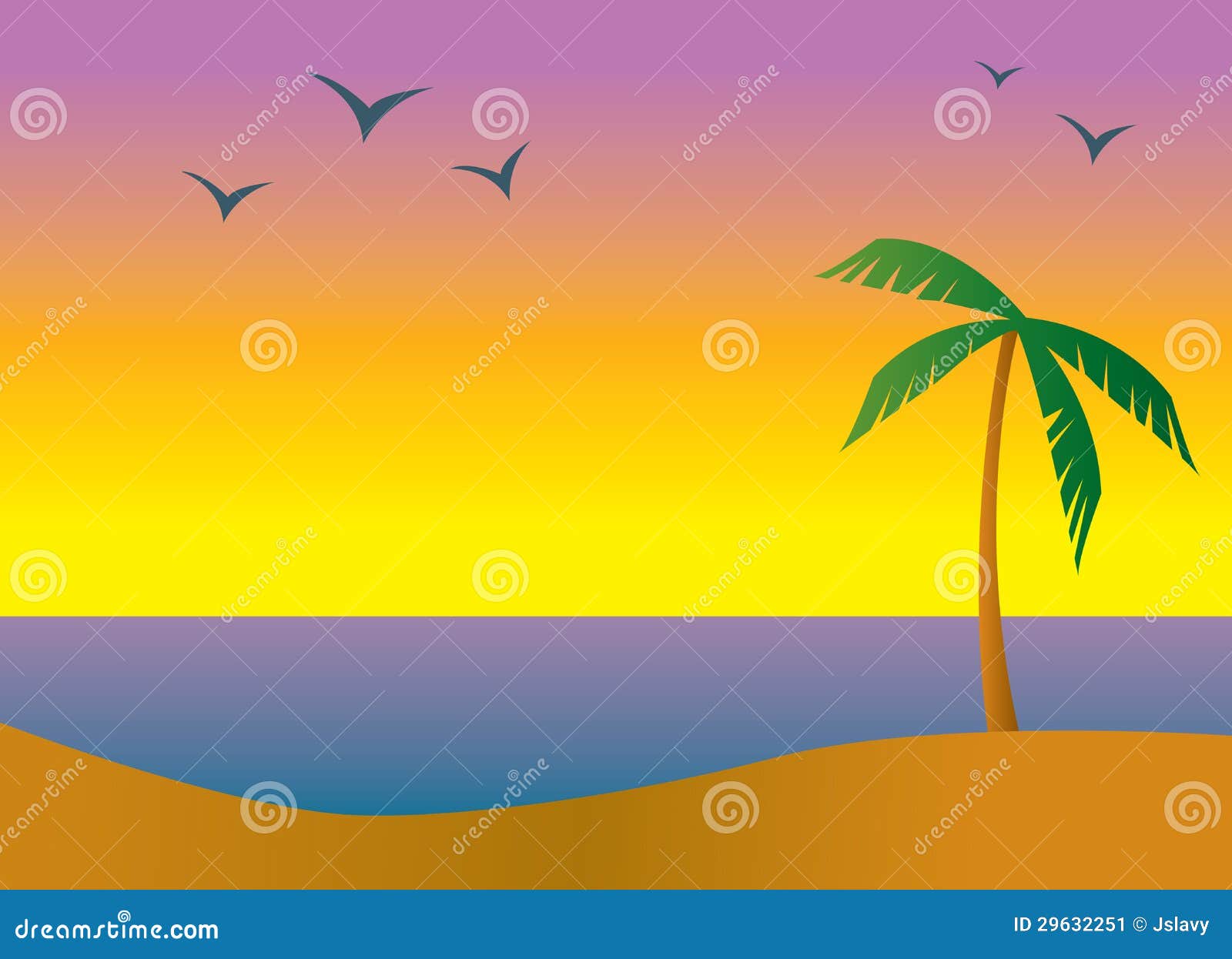 Island Beach Sundown stock vector. Illustration of morning - 29632251