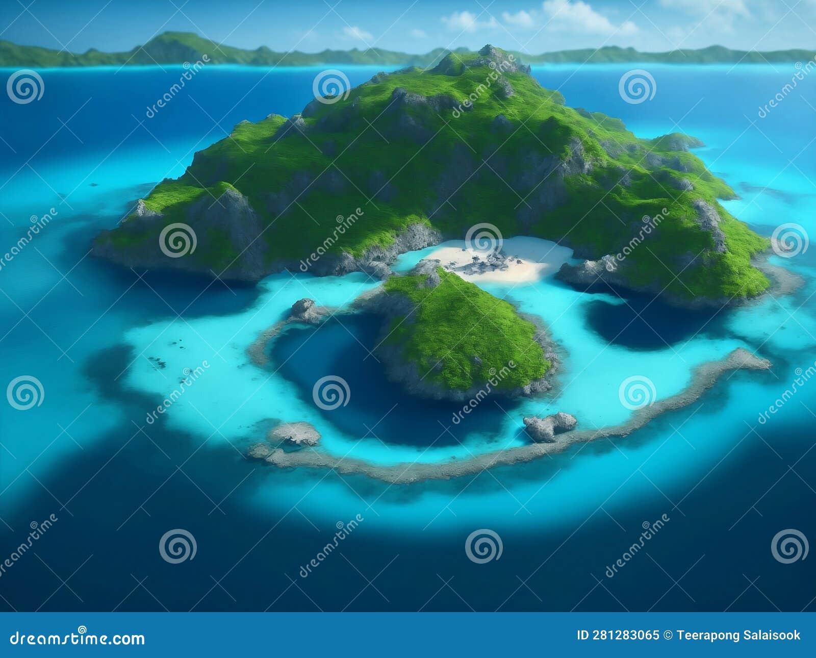 Island from Bird Eyes View, Generative AI Illustration Stock ...