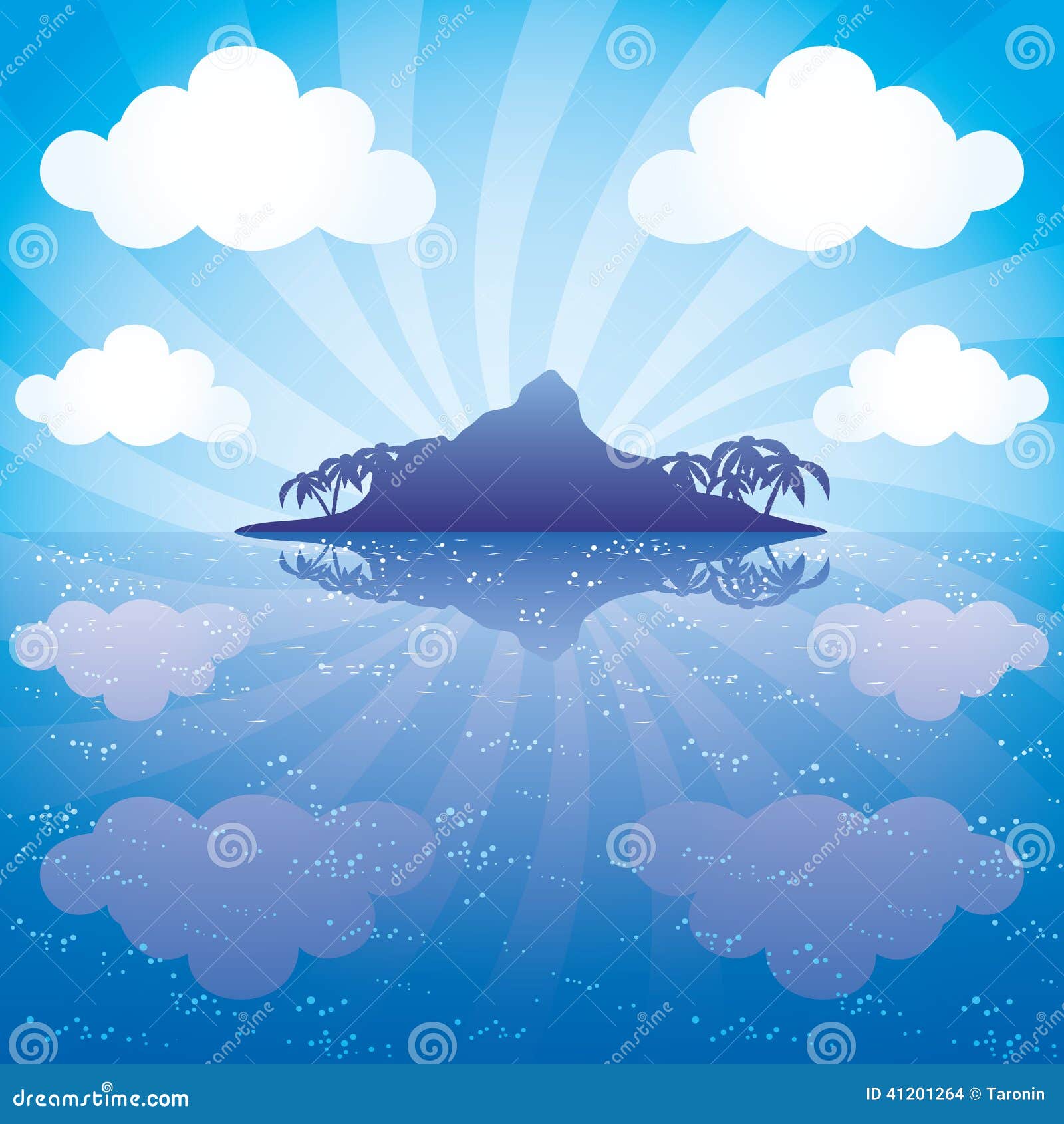 Island and blue ocean. stock vector. Illustration of blue - 41201264