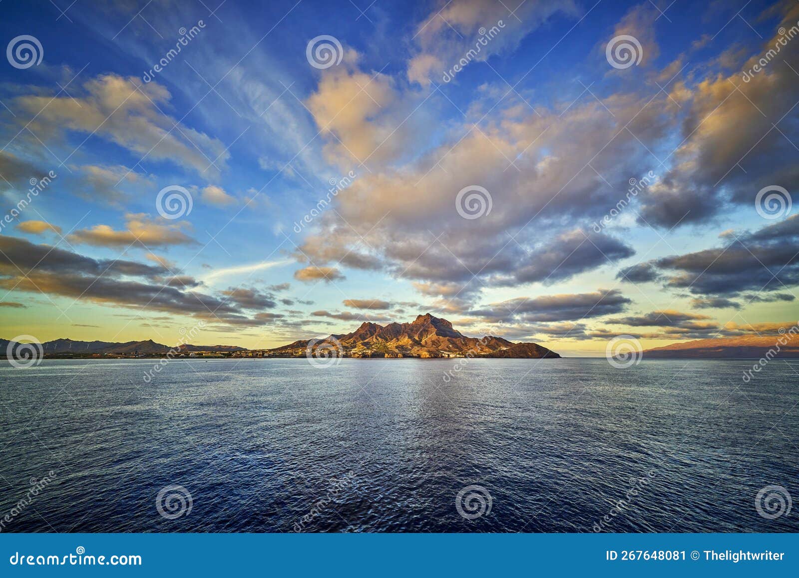 Island of Cabo Verde with Sunset Stock Image - Image of scenics, sunset ...