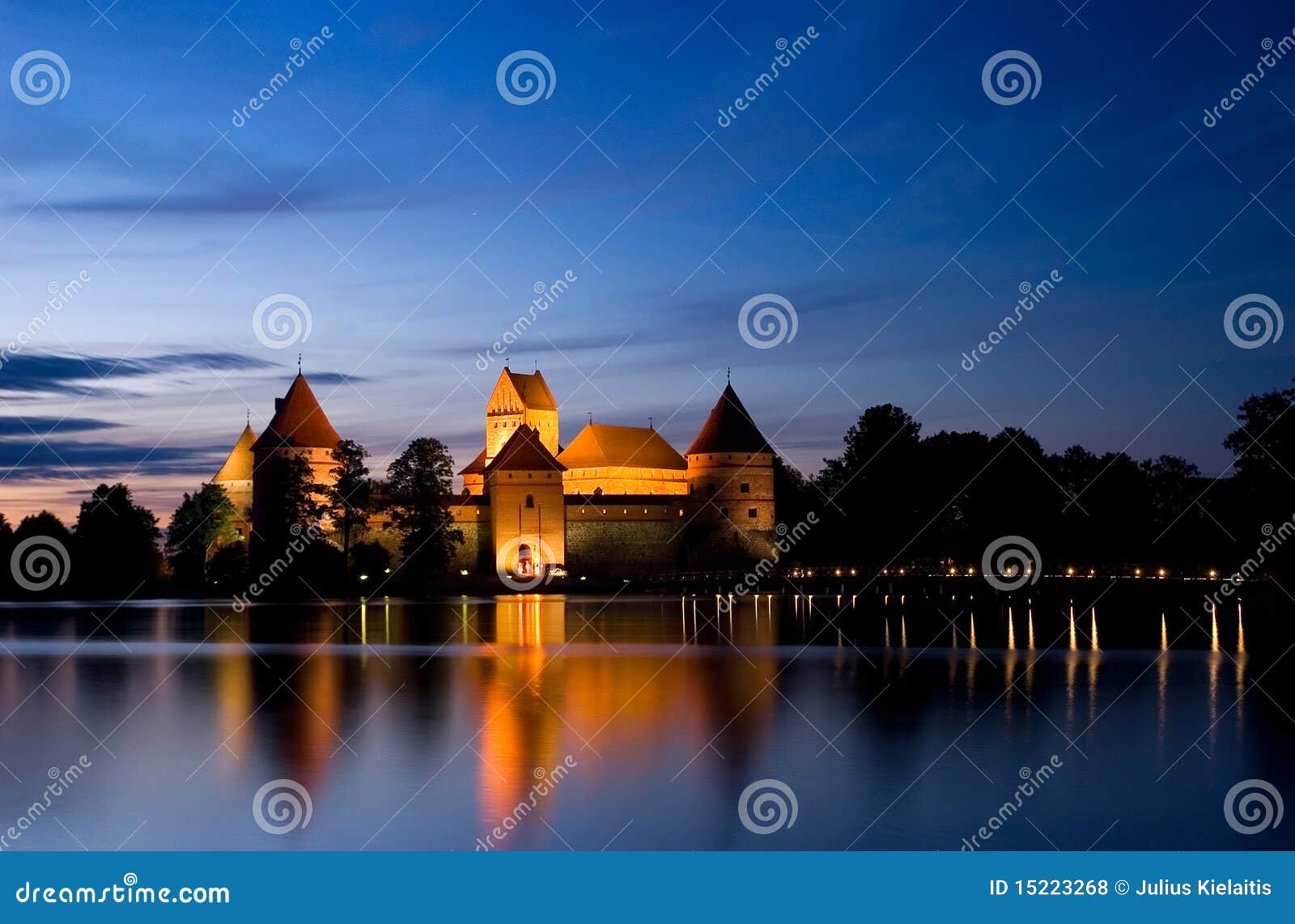 Island Castle at Night, Trakai, Lithuania, Vilnius Stock Photo - Image ...