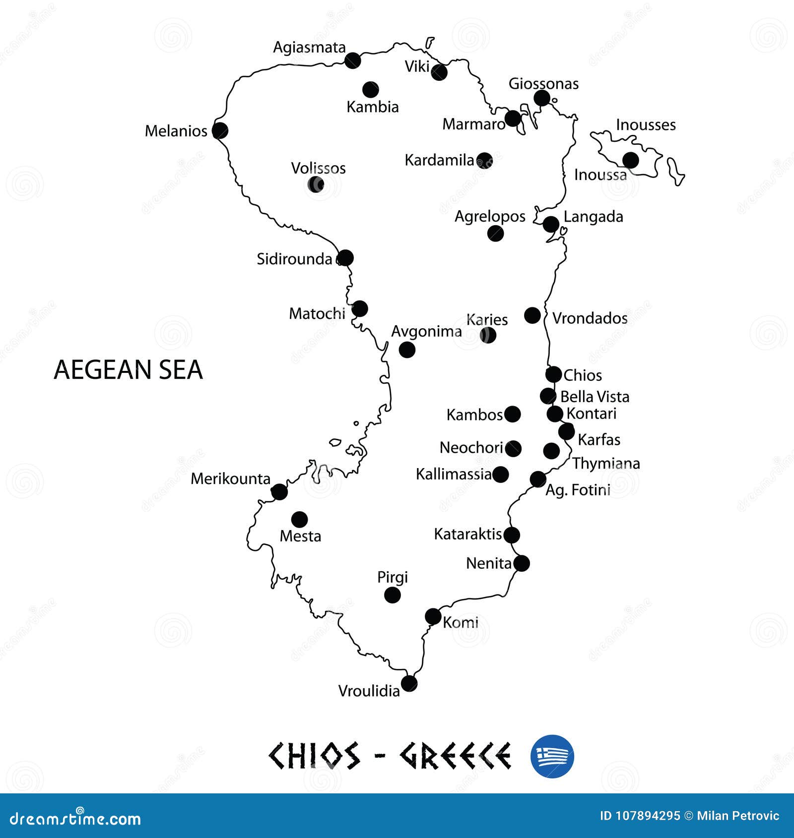 Chios Island Hellenic Republic, Greece Map Vector Illustration ...