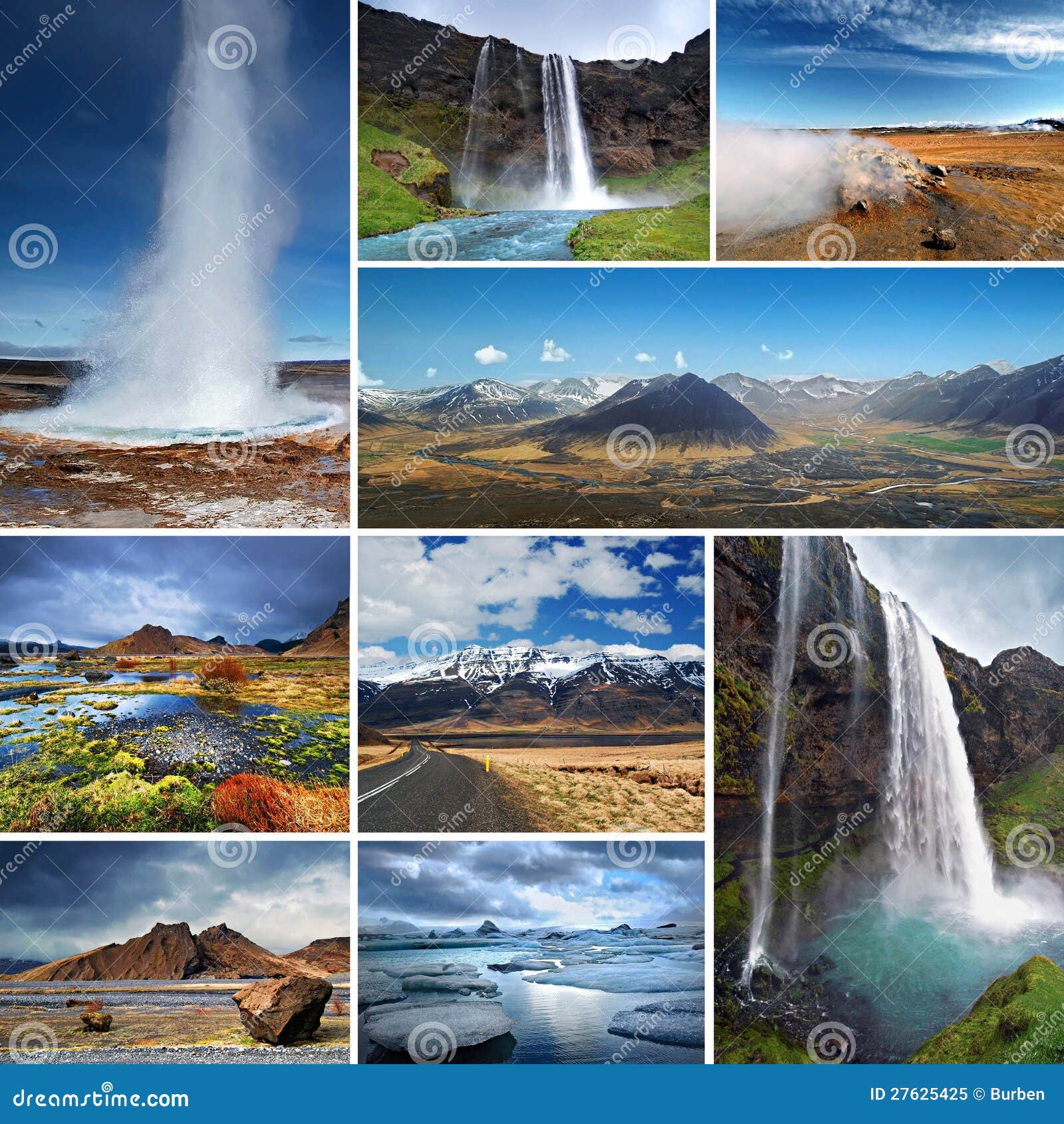 Island-Collage stockbild. Bild von geothermischen, lokalisierung - 27625425