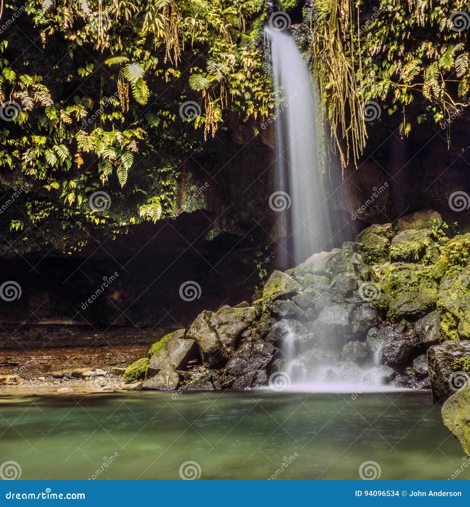Island of Dominica Waterfall Stock Photo - Image of relaxing, carib ...