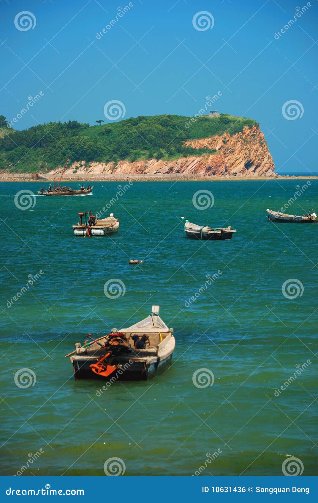 Island with fishing boat stock photo. Image of hill, hard - 10631436