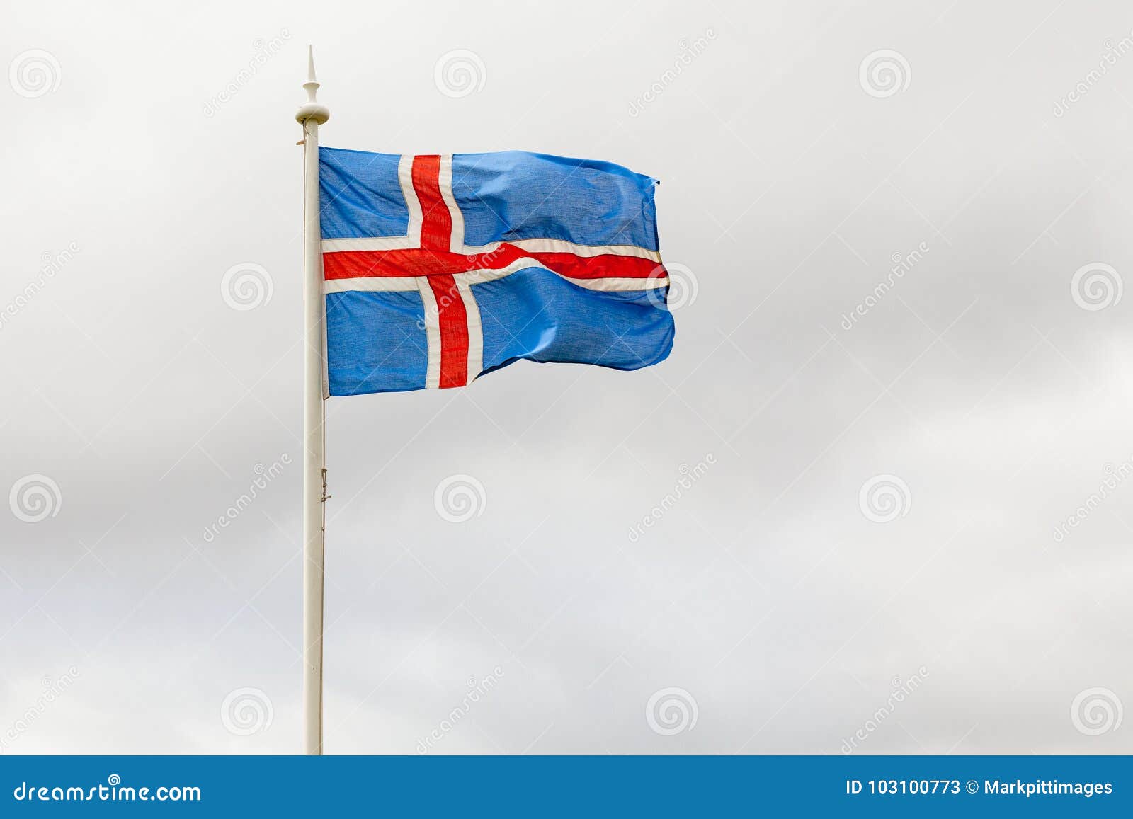 Island flag on spar stock image. Image of icelandic - 103100773