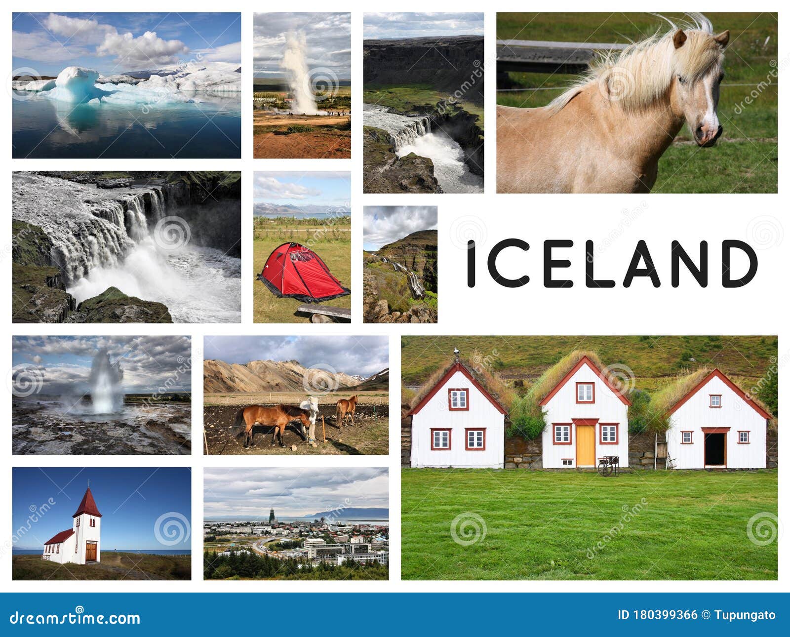 Island-Fotocollage stockfoto. Bild von montage, anziehungen - 180399366