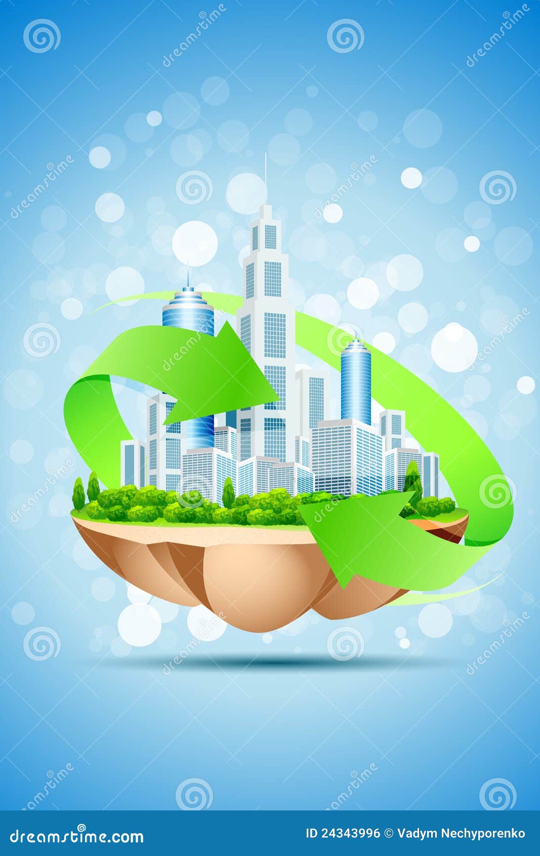 The Island of Green Business Stock Vector - Illustration of skyscraper ...