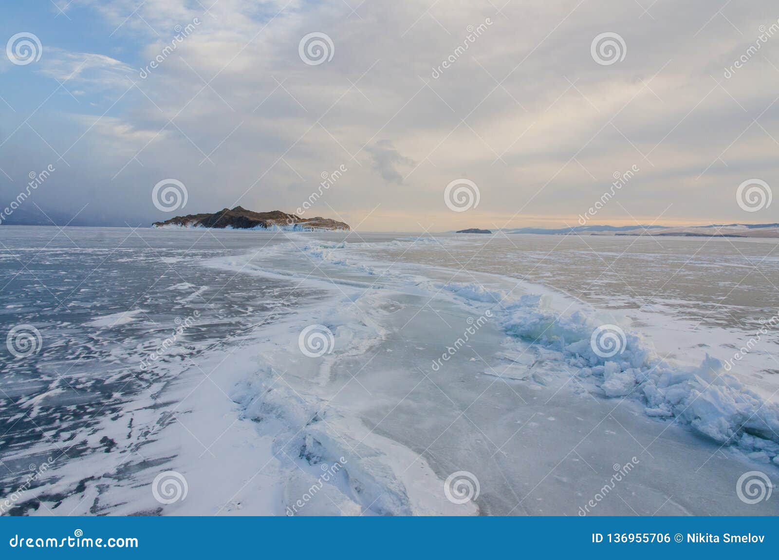 Island Icebound Lake Baikal Stock Photo - Image of glacier, beautiful ...
