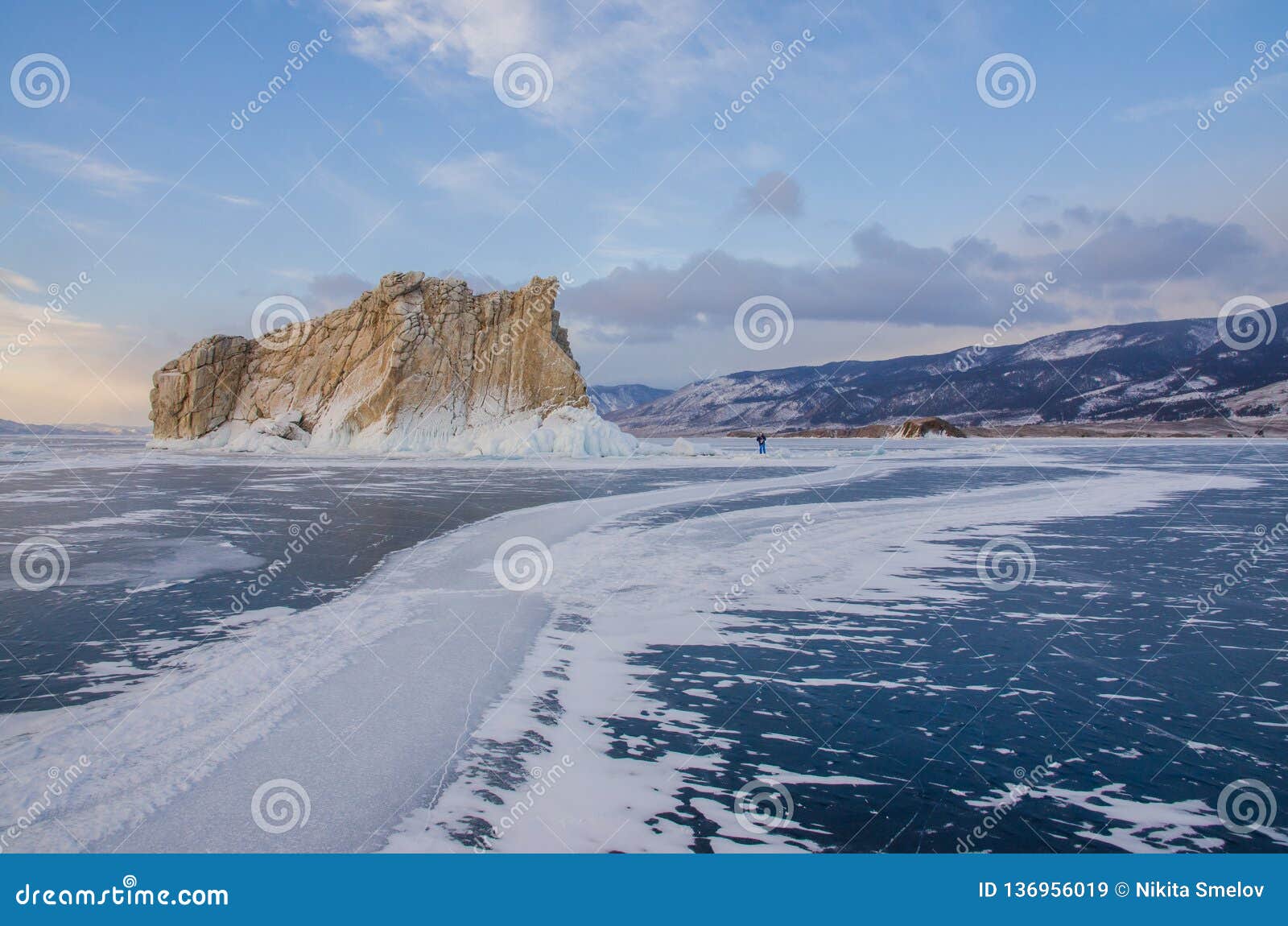 Island Icebound Lake Baikal Stock Image - Image of nature, cloud: 136956019