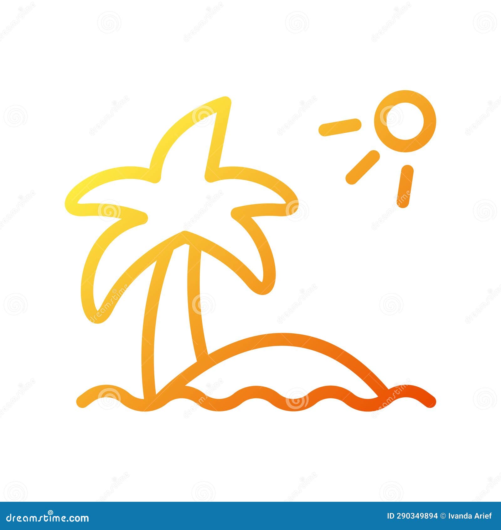 Island Icon Gradient Yellow Orange Summer Beach Symbol Illustration ...