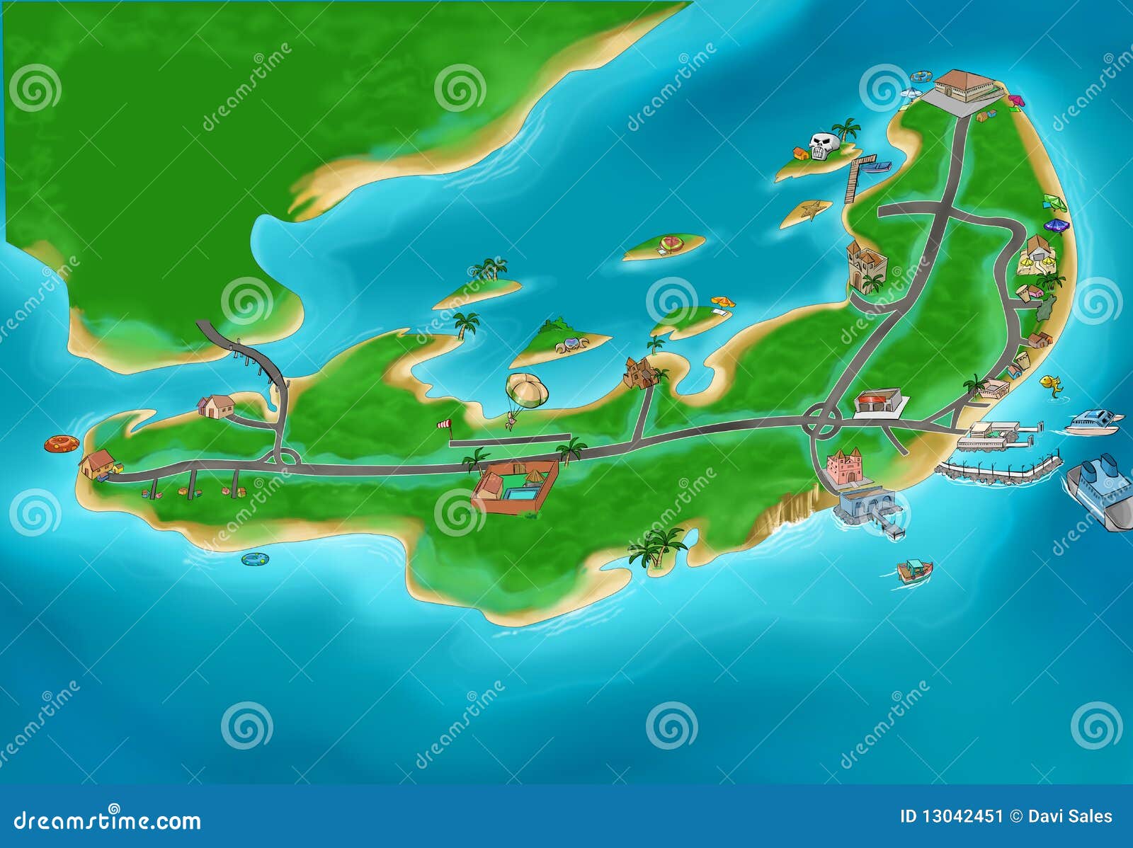 Island map stock illustration. Illustration of cartoon - 13042451
