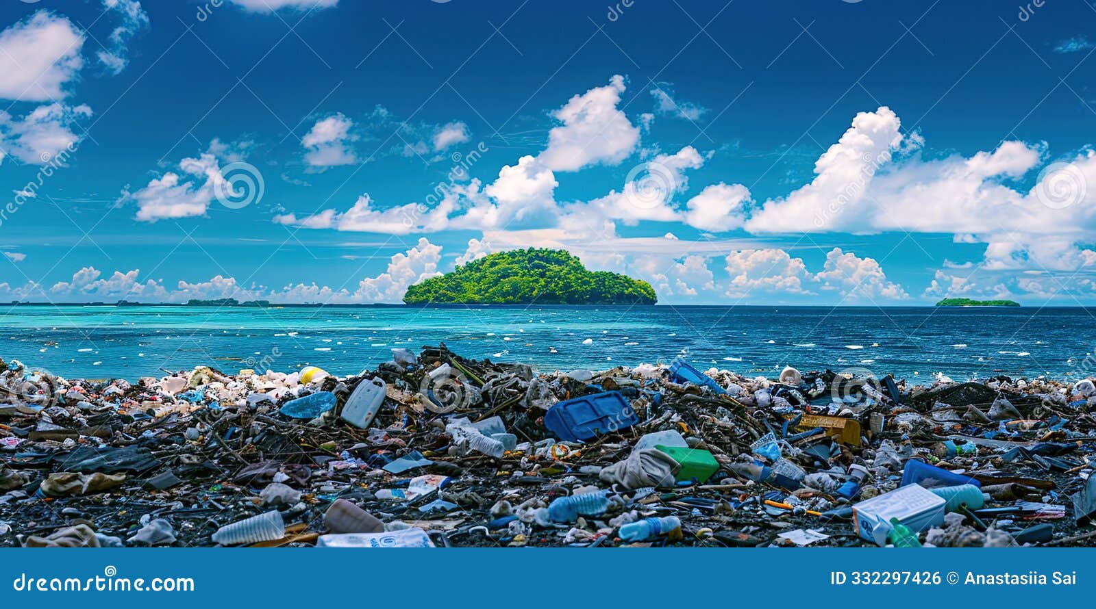 An Island in the Ocean Made of Garbage Stock Photo - Image of heat ...