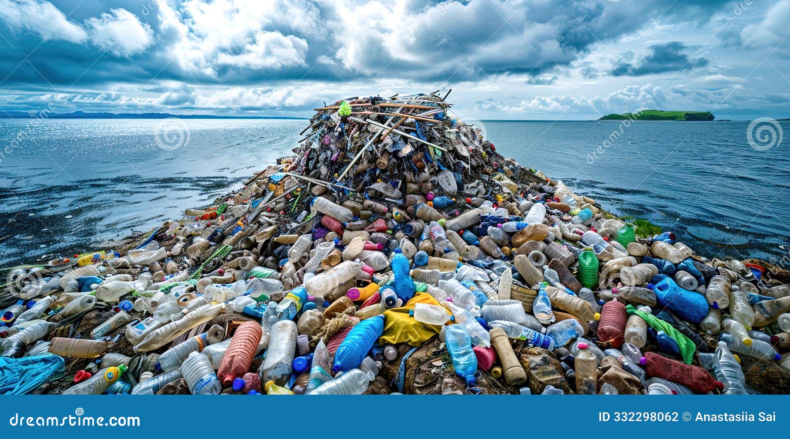 An Island in the Ocean Made of Garbage Stock Photo - Image of rubbish ...