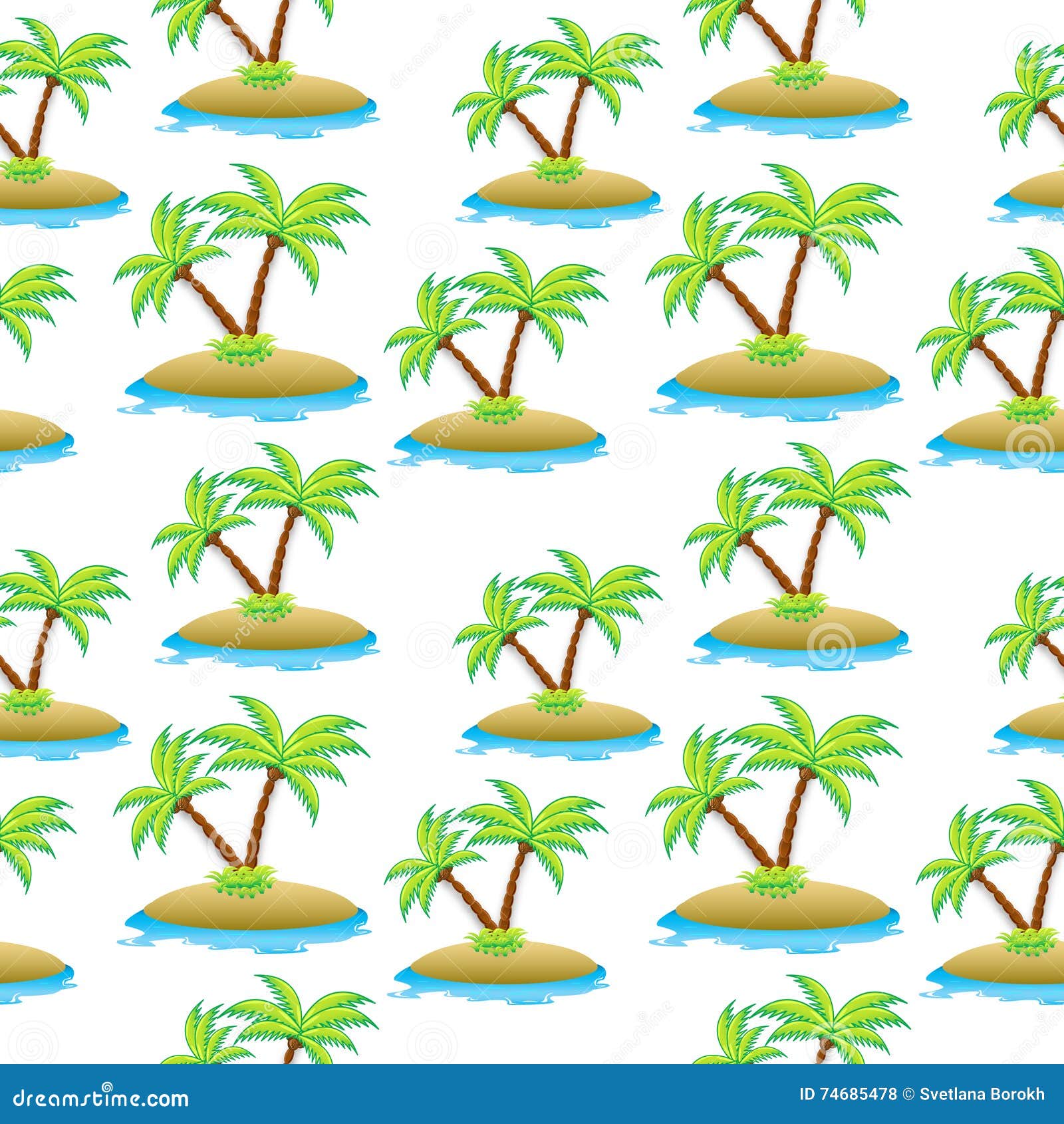 Island, Palm Tree Seamless Texture. Summer Seamless Pattern. Vector ...